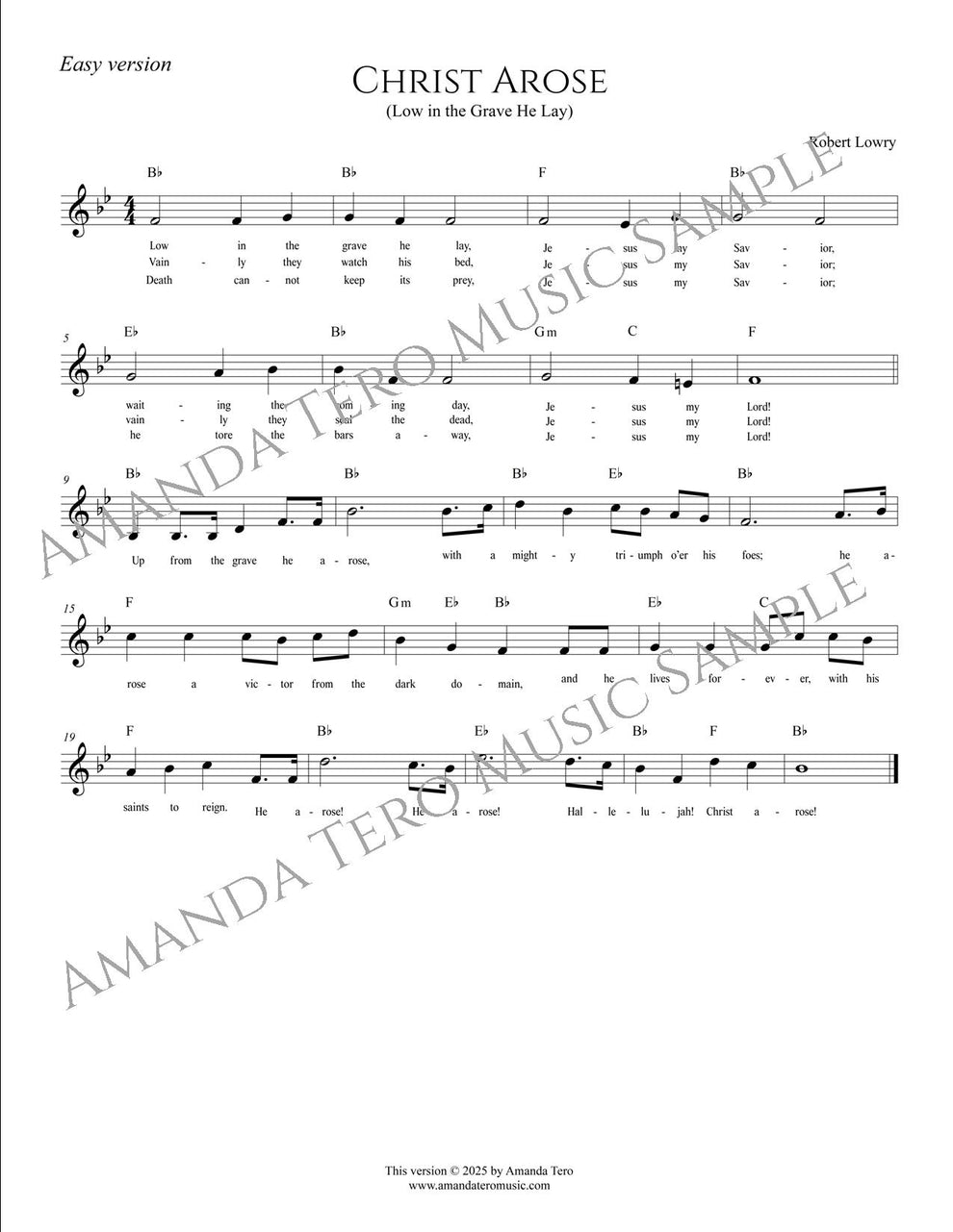 The Hymn-Player's Guide to Christ Arose EASY – Amanda Tero Music